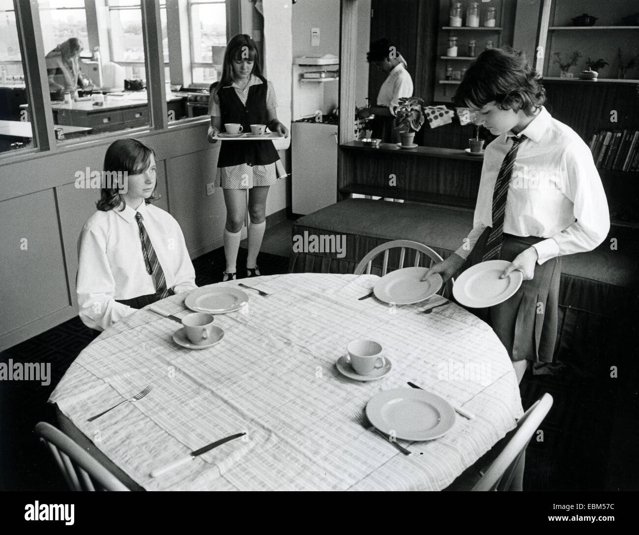 ENGLISH COMPREHENSIVE SCHOOL in 1970. A domestic science lesson. Photo ...