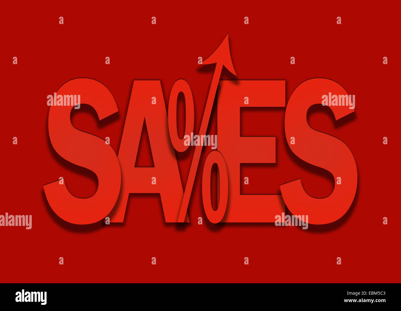 Sales go up red price percent arrow Stock Photo - Alamy