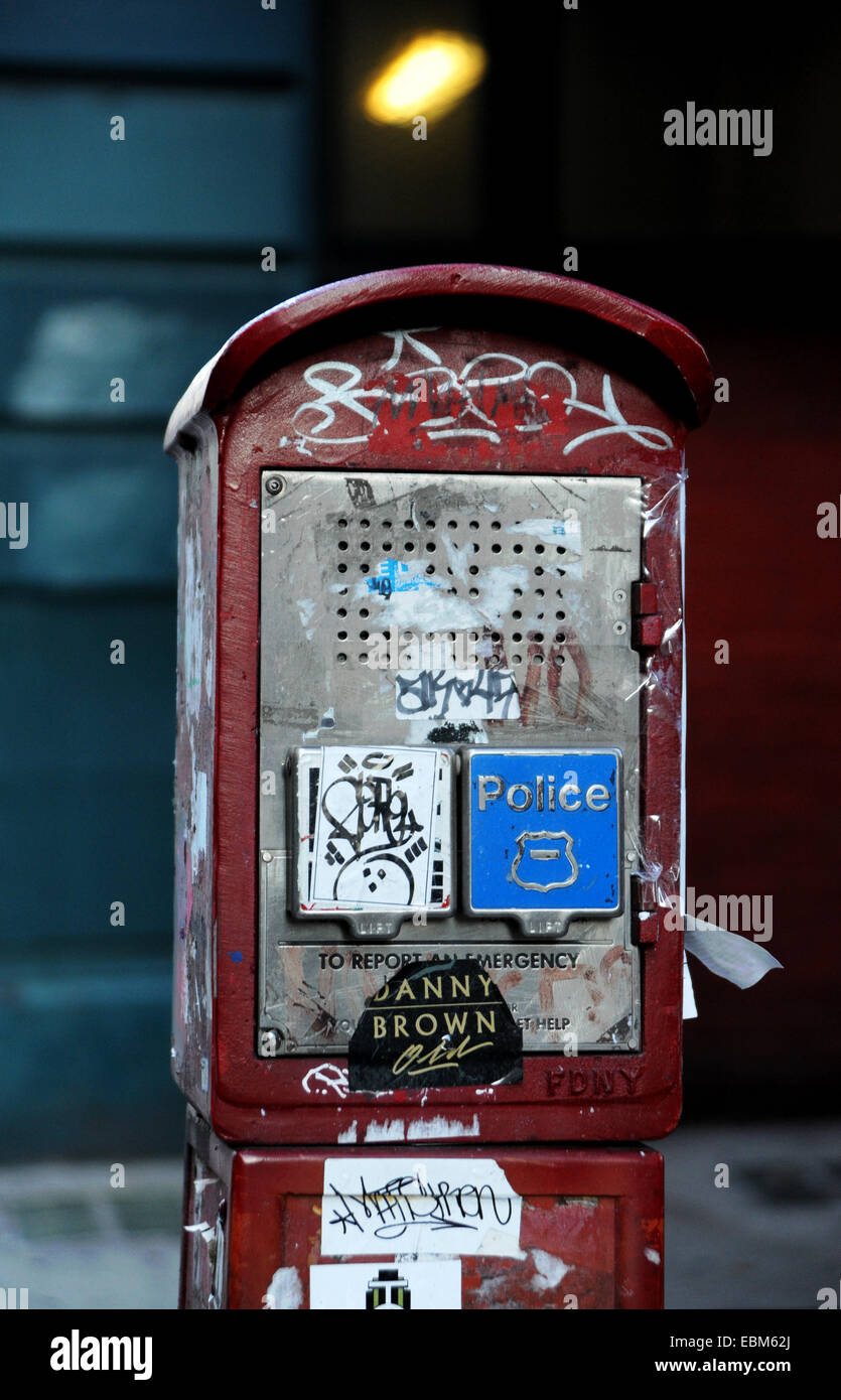 Manhattan New York USA November 2014 - Emergency police telephone box ...