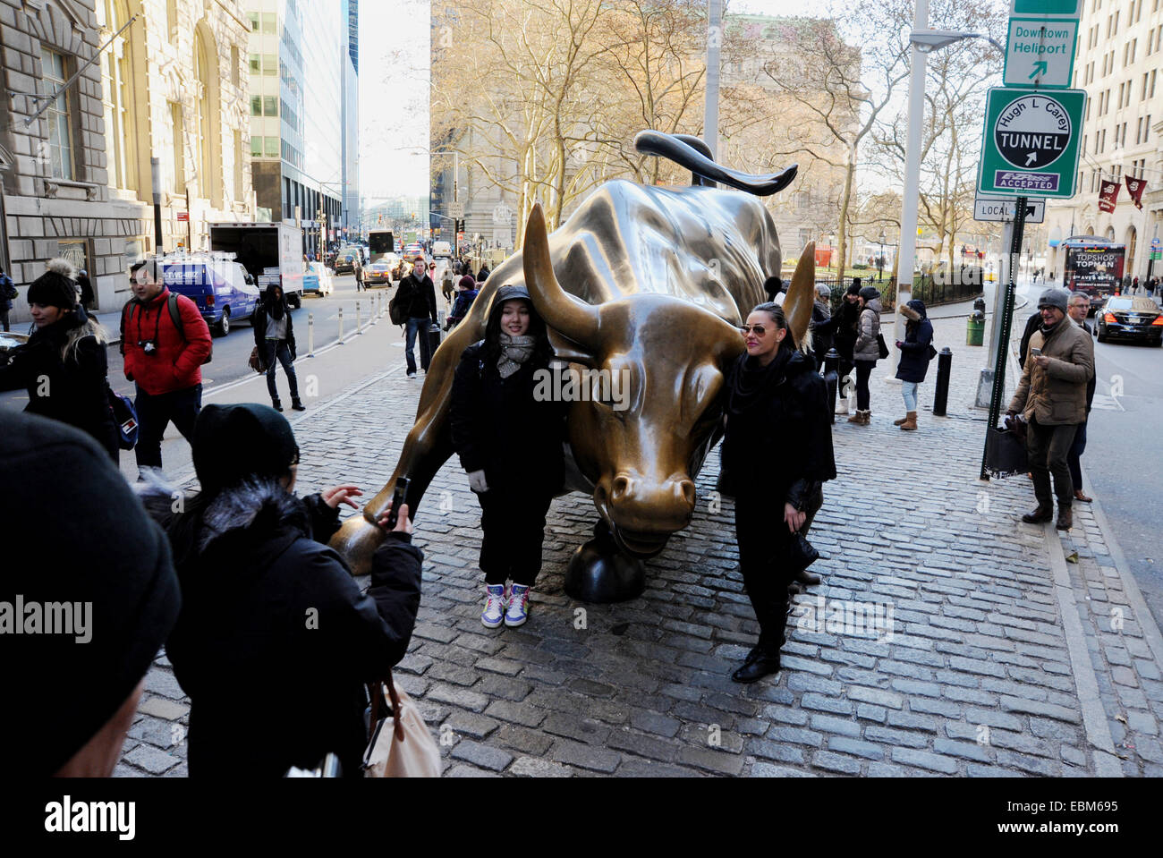 Manhattan New York USA November 2014 - Tourists pose for photographs ...
