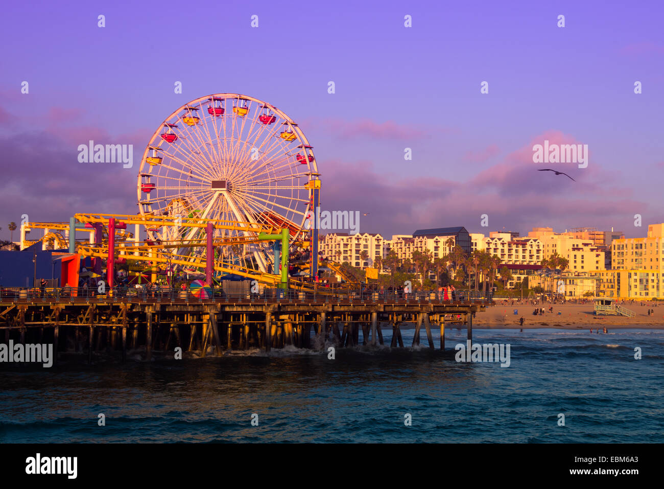 Ferris wheel on a pier, Santa Monica Pier, Santa Monica, Los Angeles ...