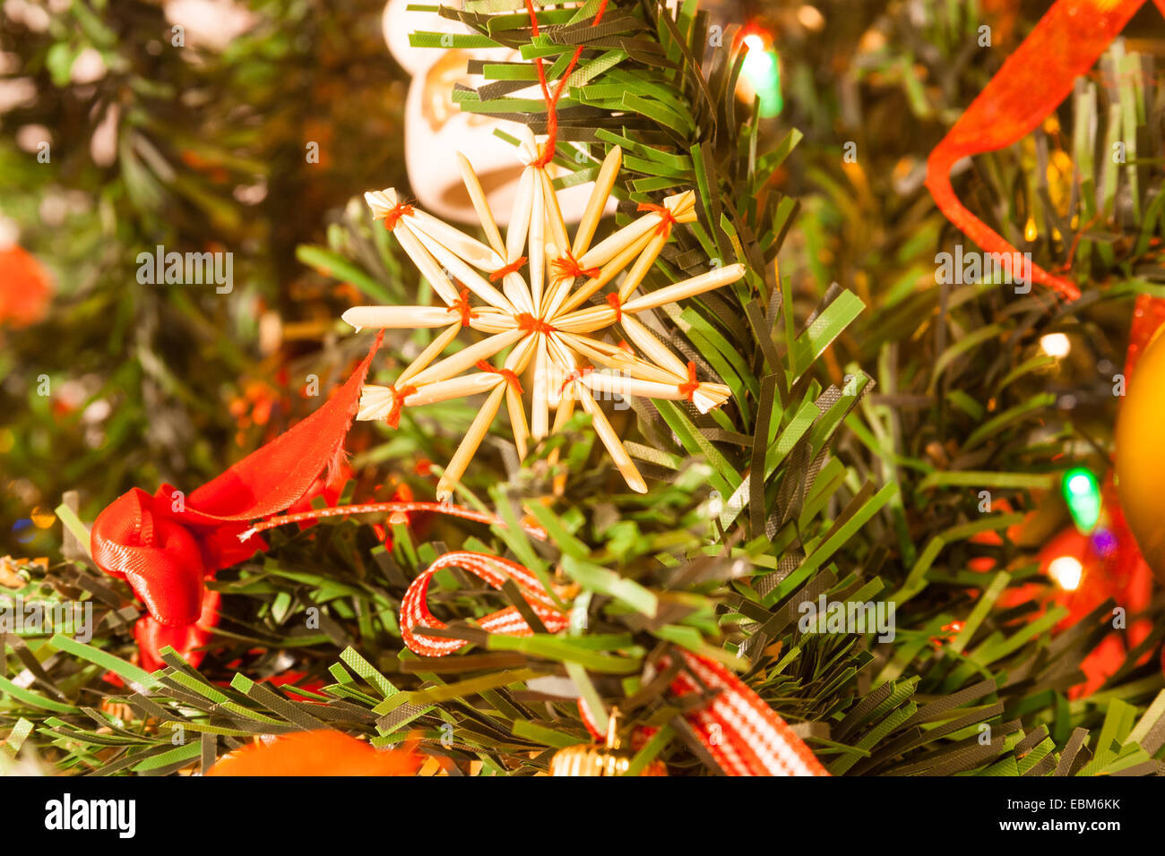inside the Christmas Tree - Wicker Star Stock Photo - Alamy