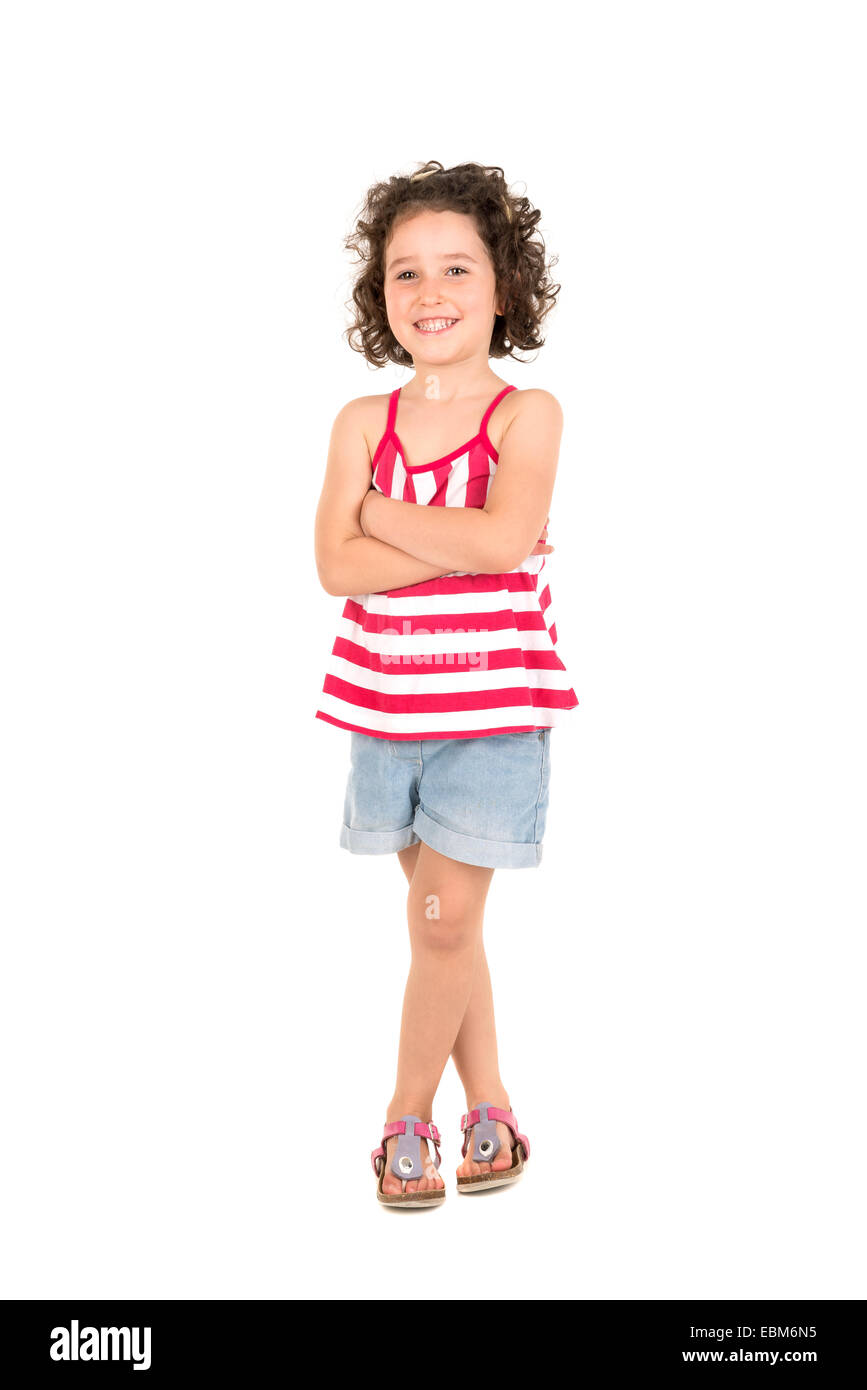 Young girl posing isolated in a white background Stock Photo - Alamy
