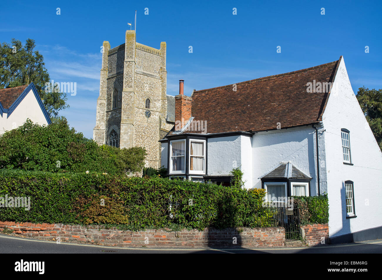Cottages and St. Bartholomews's Church in Orford Suffolk England Stock ...