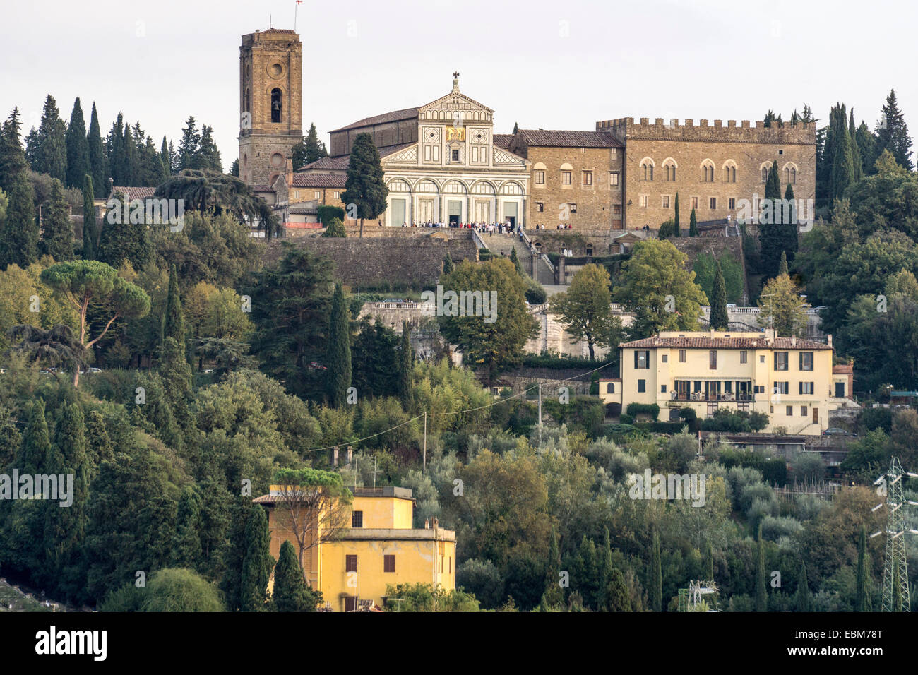 distant view of Church & Monastery of San Miniato al Monte at the crest ...