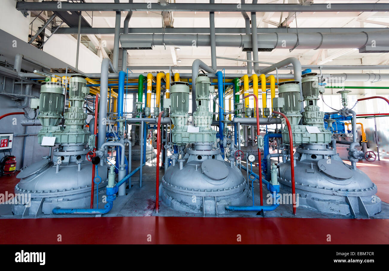 Pipelines of an oil refinery from the inside Stock Photo - Alamy