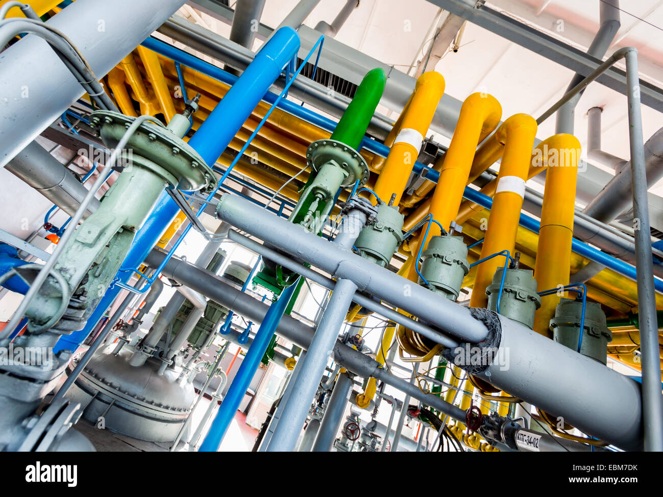 Pipelines of an oil refinery from the inside Stock Photo - Alamy