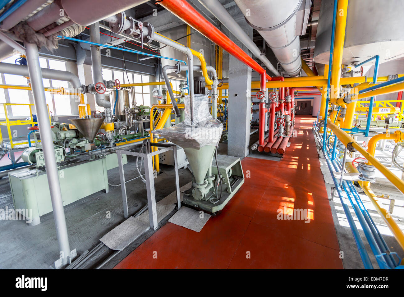 Pipelines of an oil refinery from the inside Stock Photo - Alamy