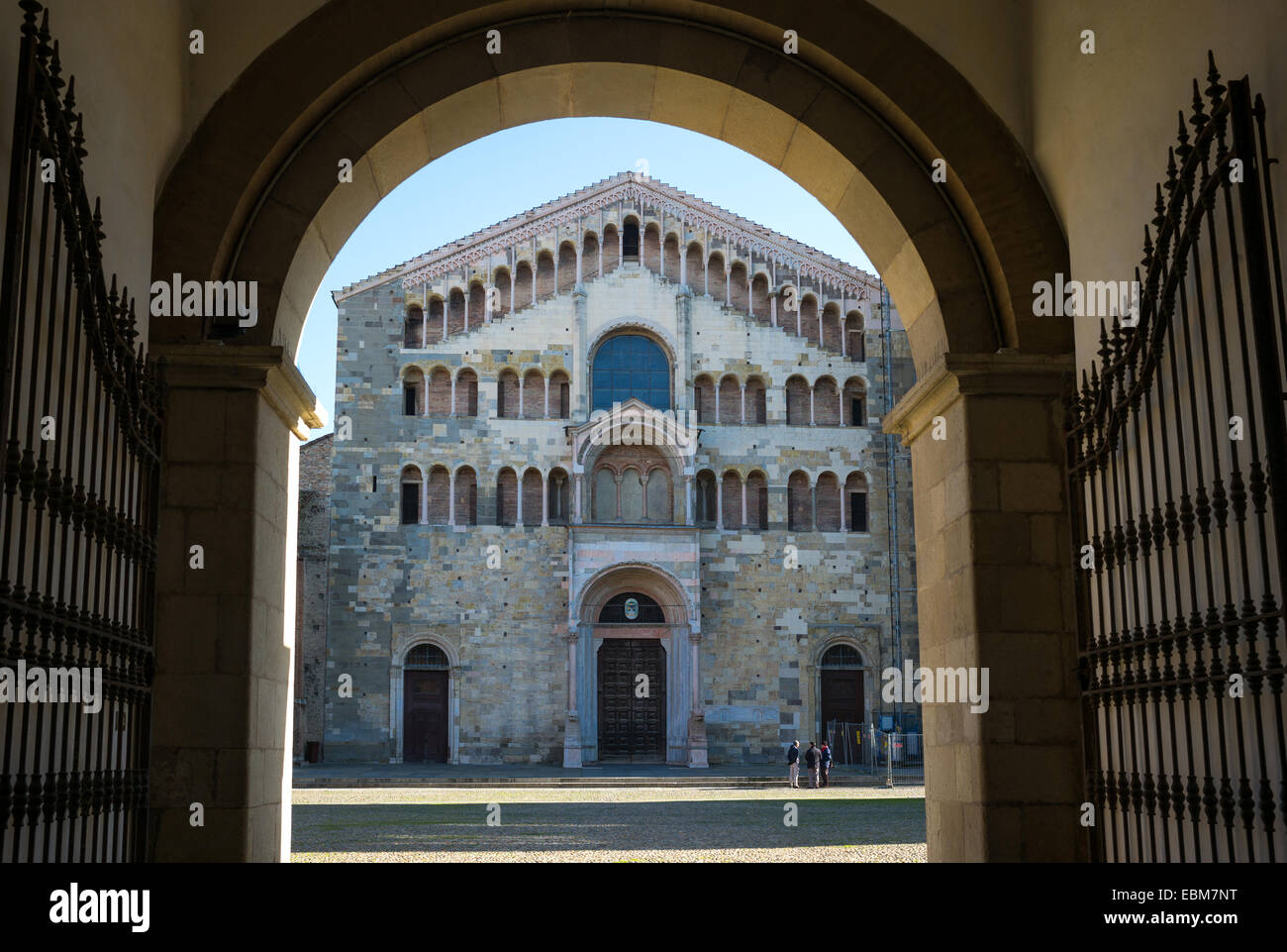 Parma, the basilica cathedral facade seen from the Arcivescovado palace ...