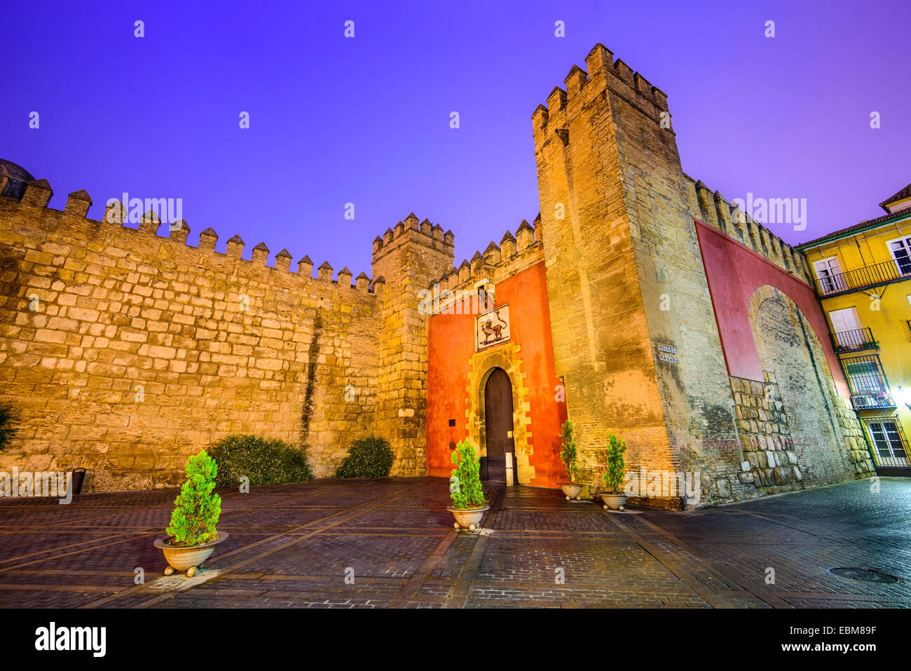 Seville, Spain at the Royal Alcazars of Seville gateway entrance Stock ...