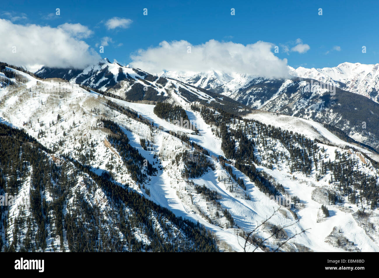 Aspen Mountain and surrounding mountains, Aspen, Colorado USA Stock ...