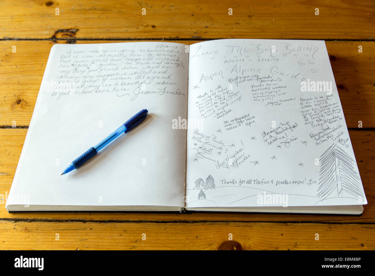 Guest log, Fritz Hut, Benedict Huts, near Aspen, Colorado USA Stock ...