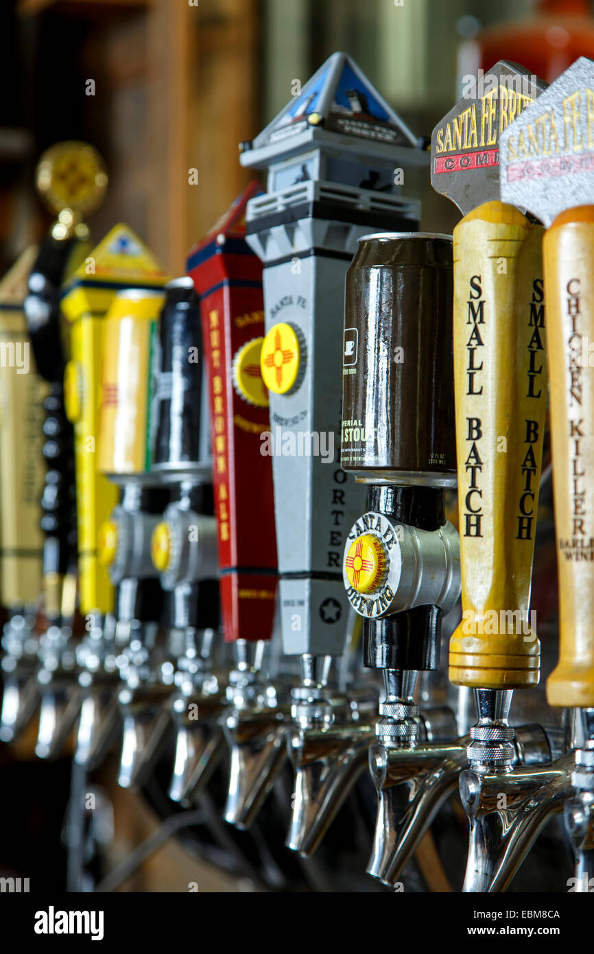 Beer taps, Santa Fe Brewing Company tasting room, Santa Fe, New Mexico ...