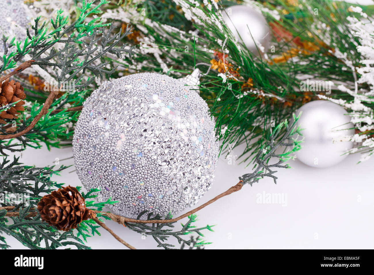Silver christmas ball fir hi-res stock photography and images - Alamy