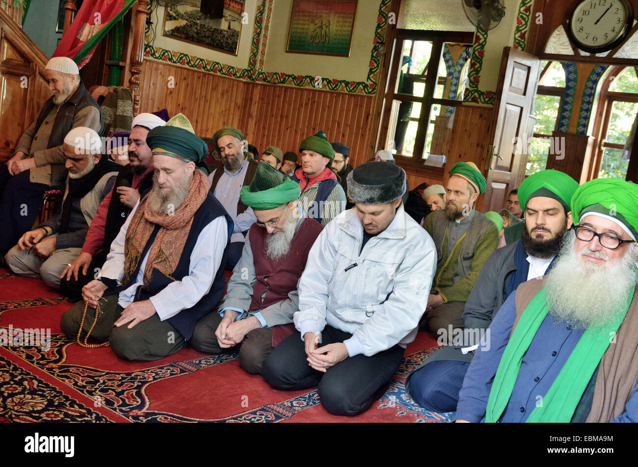 Daily prayer in the mosque inside the residence of Shaikh Nazim Al ...