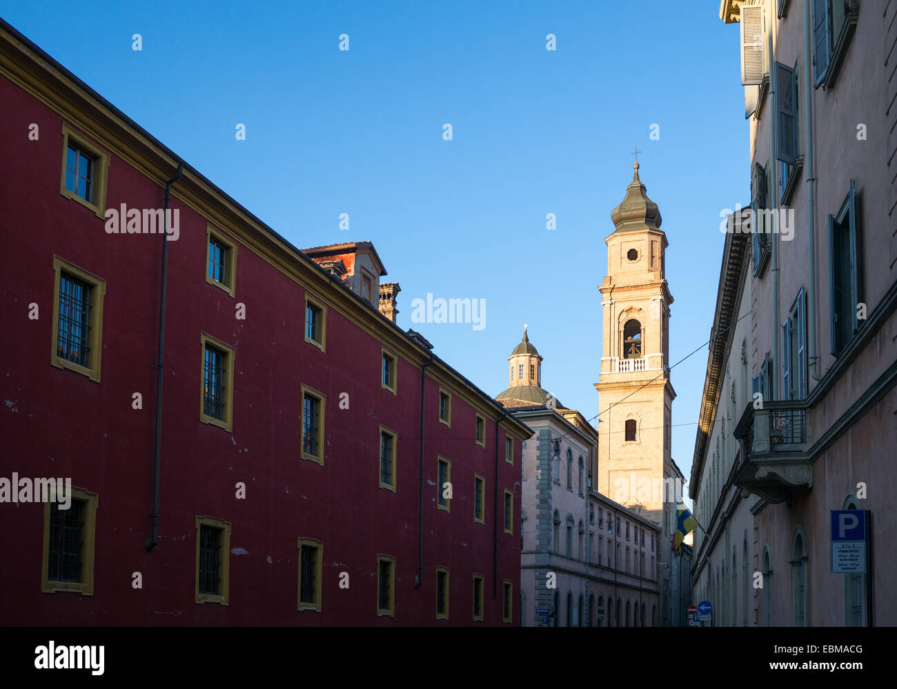Parma, old town, view of the St. Rocco bell tower at sunset Stock Photo ...