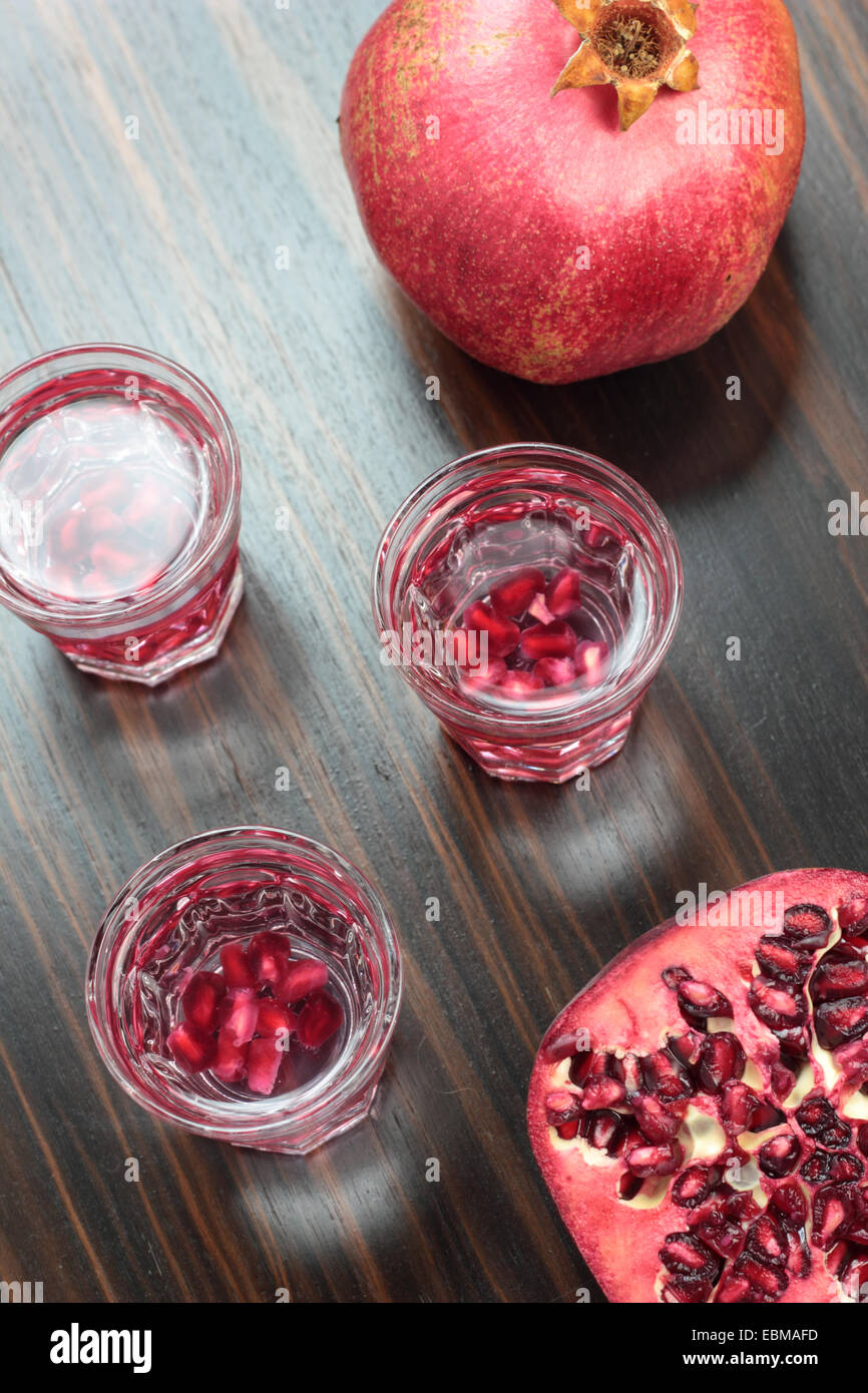 Three shots of vodka Stock Photo - Alamy
