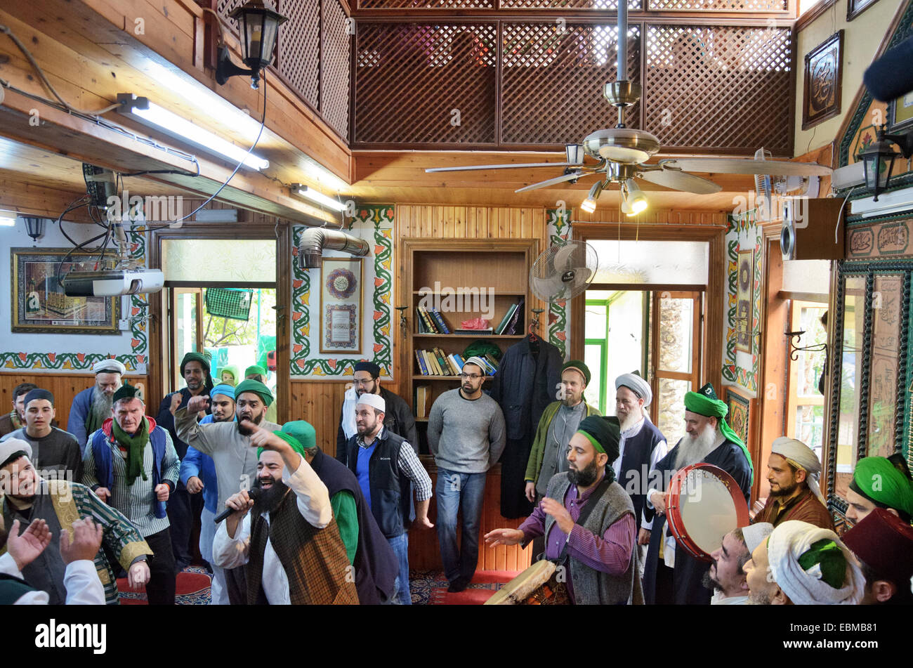 Muslim men dance during zhikr, mystical Sufi prayer, while women ...