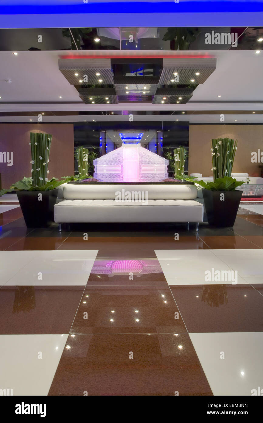 Panoramic view of nice modern stylish hotel lobby interior Stock Photo ...