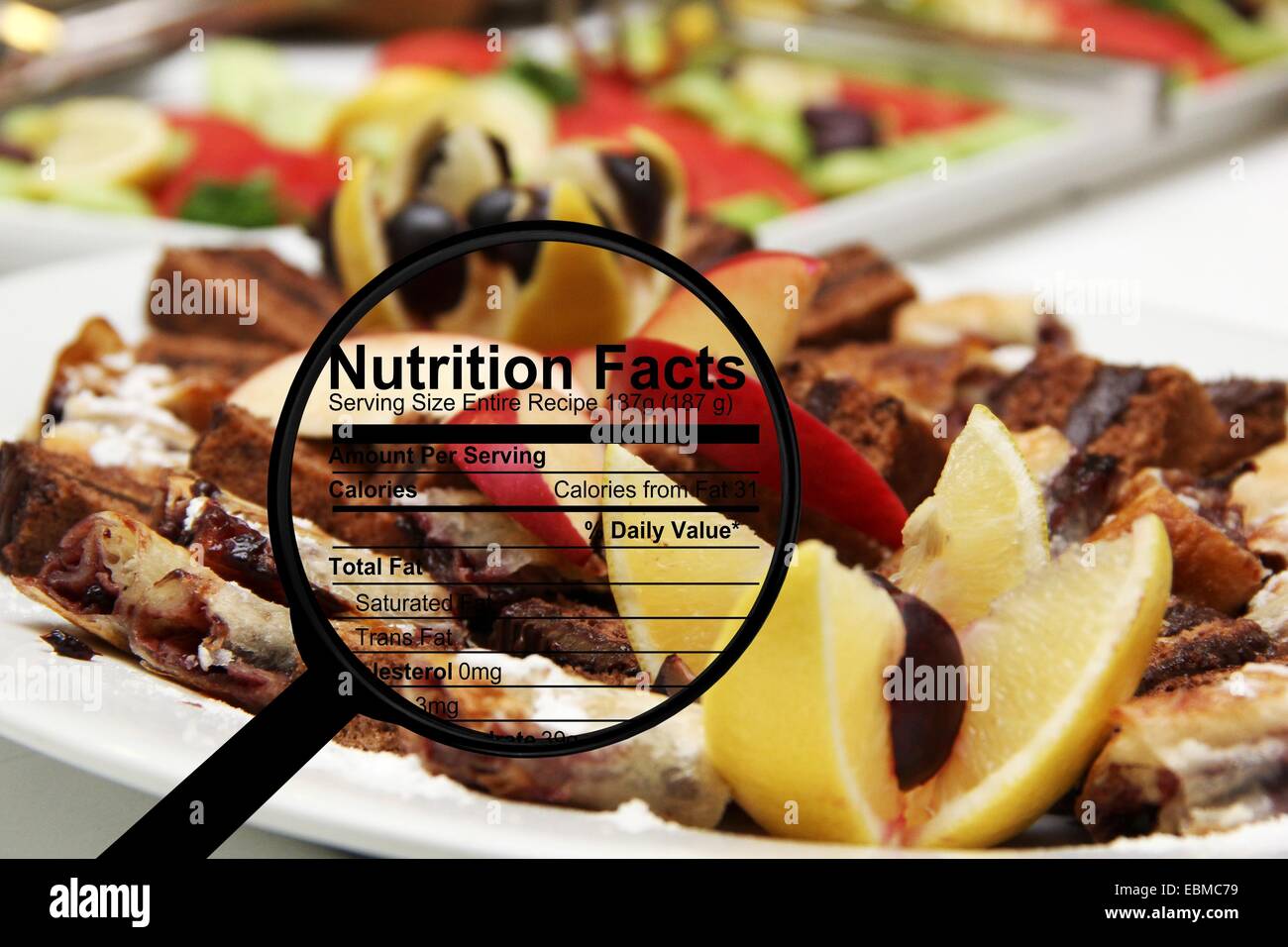 Nutrition facts on cake Stock Photo - Alamy