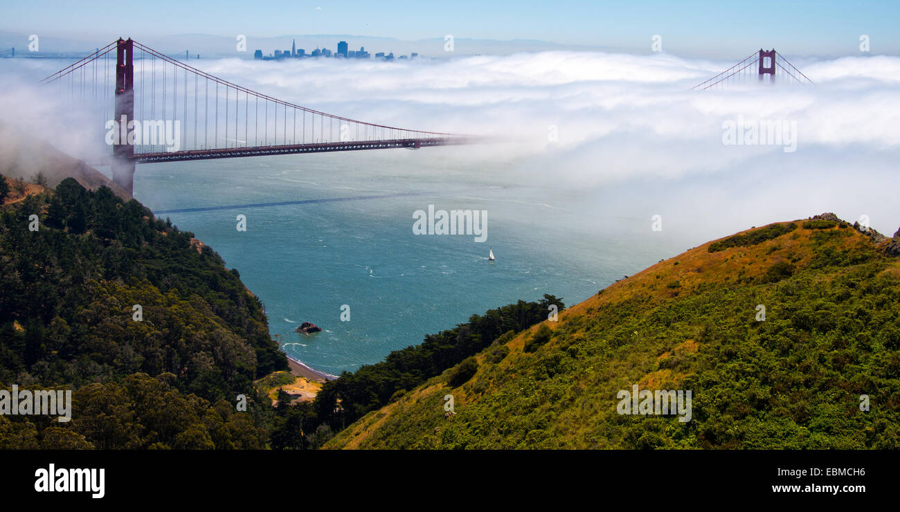 Bridge over the Pacific ocean, Golden Gate Bridge, San Francisco Bay ...