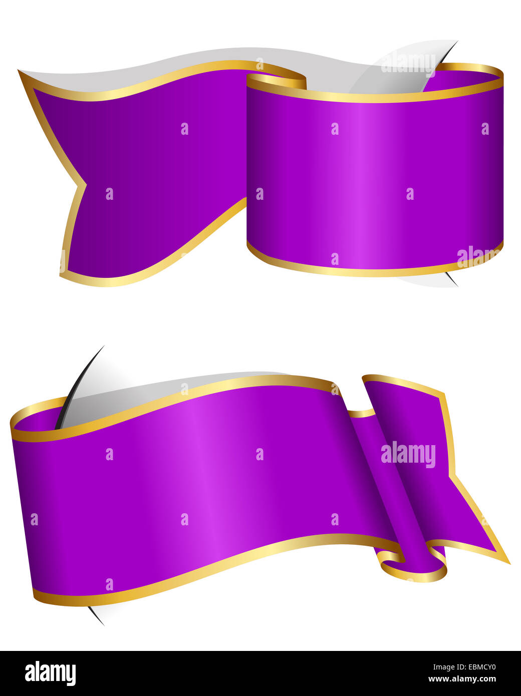 Violet ribbon collection isolated on white background Stock Photo - Alamy