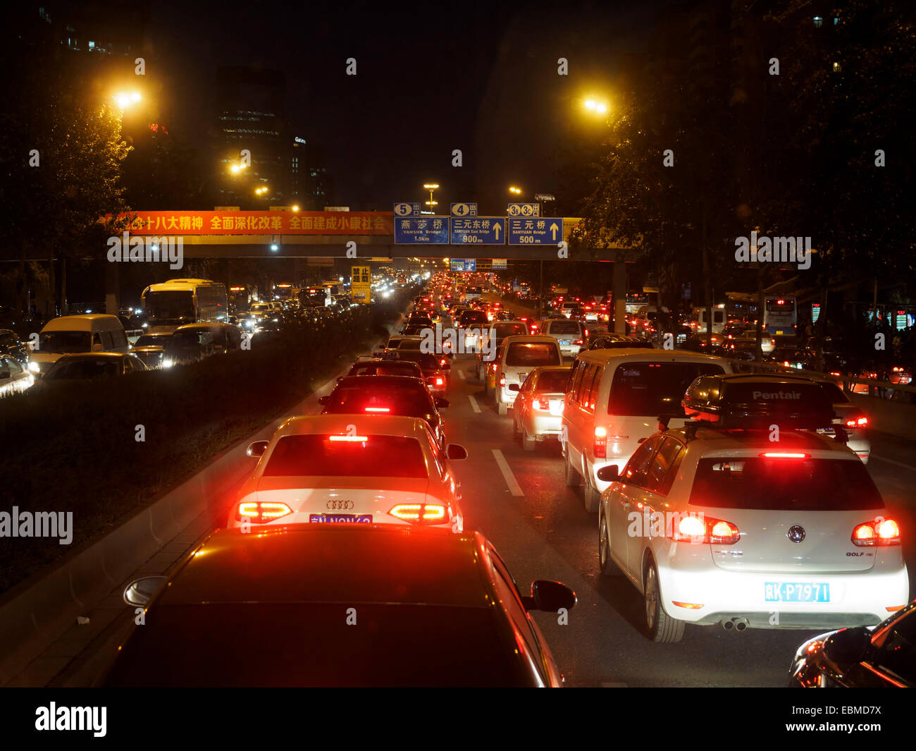 Traffic jam in the night hi-res stock photography and images - Alamy