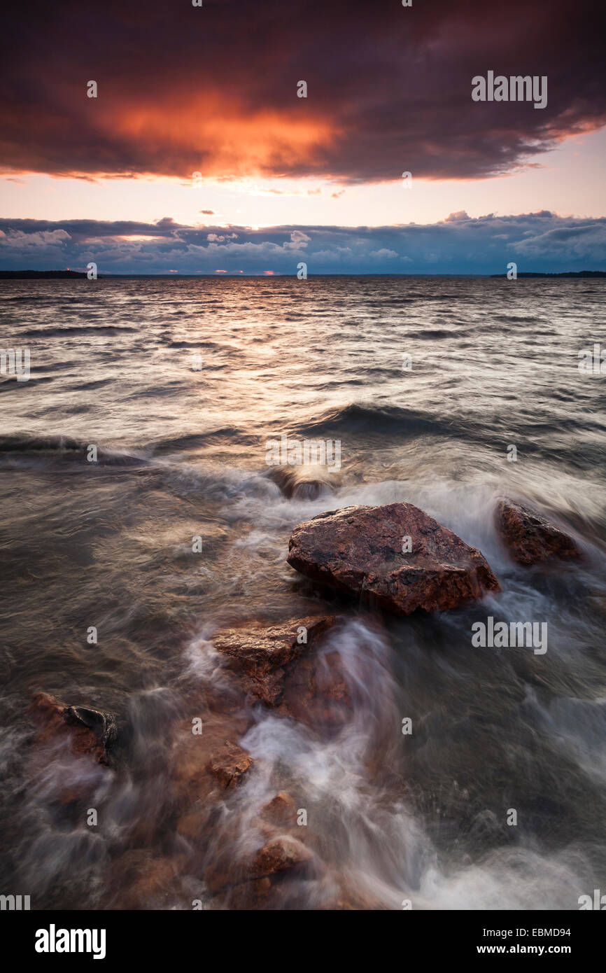 Turbulent waters on 'Georgian Bay' at sunset. Parry Sound Ontario ...