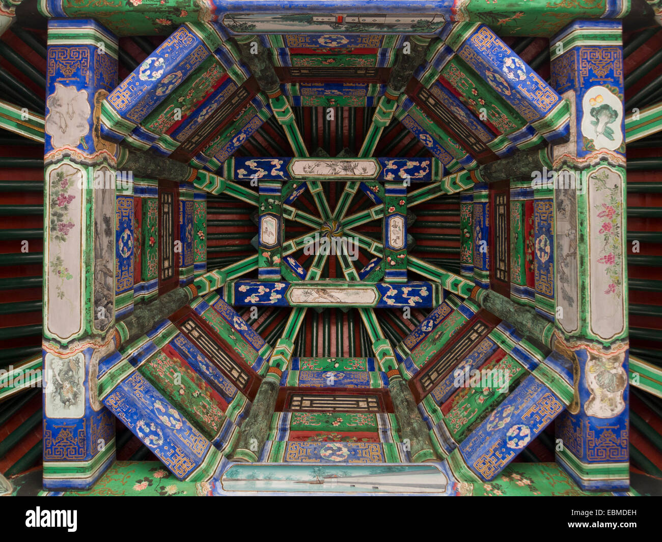 Detail of an ornate ceiling at the Long Corridor of the Summer Palace ...