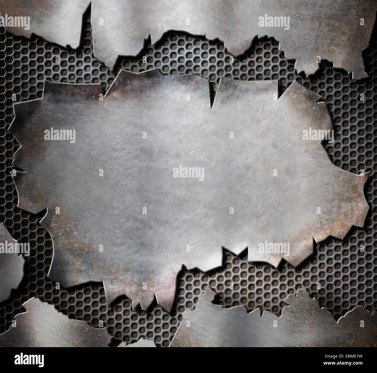 grunge torn metal plate as steam punk background Stock Photo - Alamy