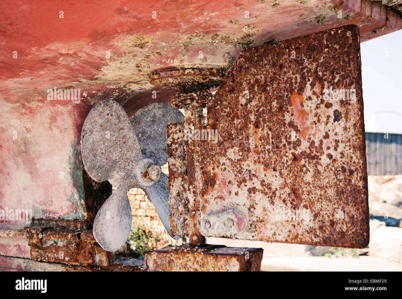 Old screw propeller in the rustic ship Stock Photo - Alamy