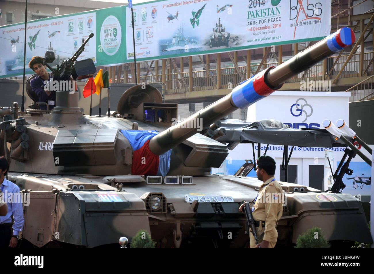 Karachi. 2nd Dec, 2014. A tank is displayed during the International ...