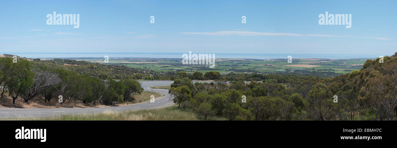 A panorama from Willunga hill showing the Southern Vales wine growing ...