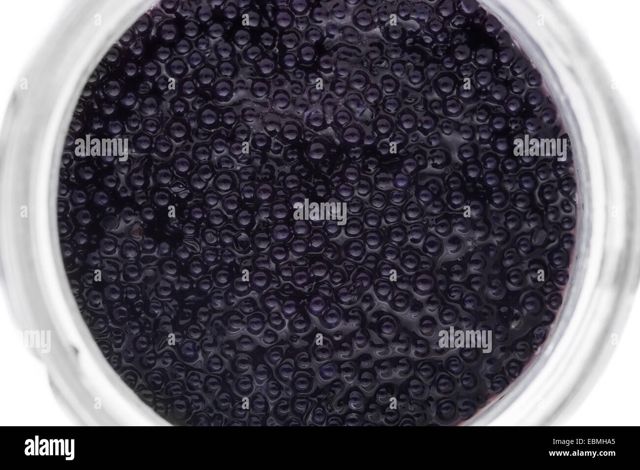 Black caviar in small round jar, top view Stock Photo - Alamy