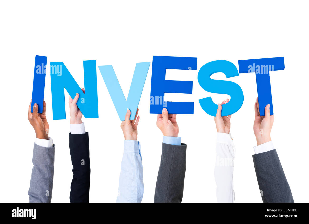 Multi-Ethnic Business People Holding Invest Stock Photo - Alamy