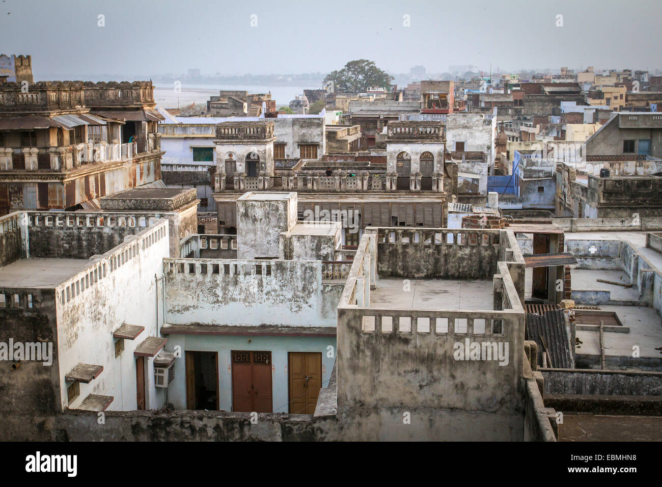 Top view of Varanasi city rooftop and houses Stock Photo - Alamy