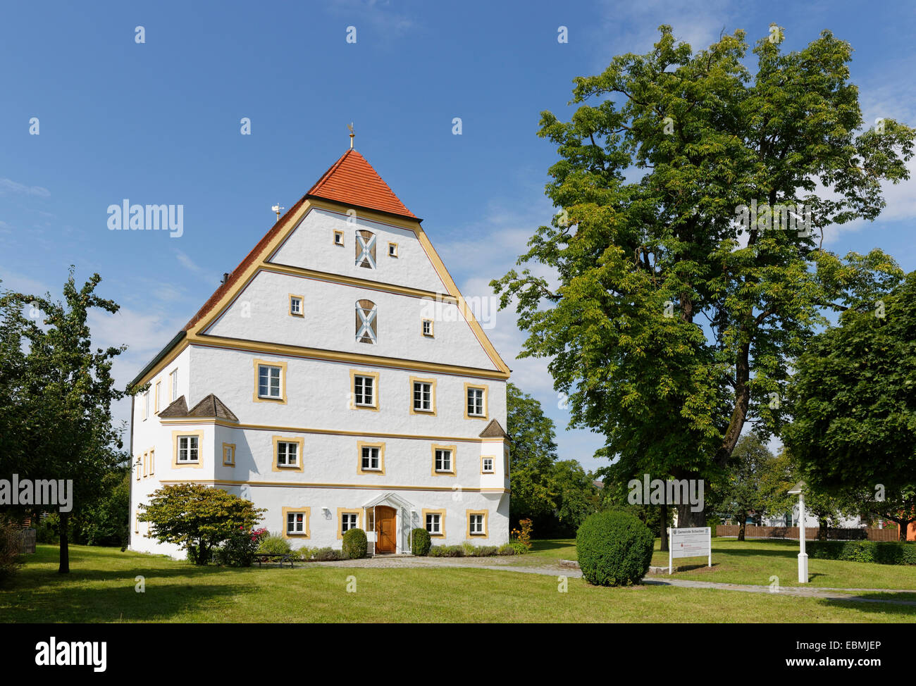 Town hall in former castle, Schechen, Upper Bavaria, Bavaria, Germany ...