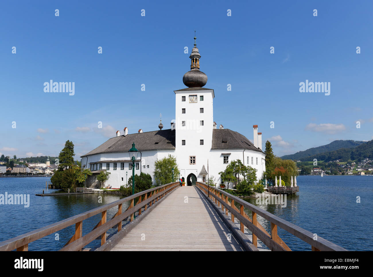 Seeschloss Ort castle, Gmunden, Lake Traun, Salzkammergut, Traunviertel ...