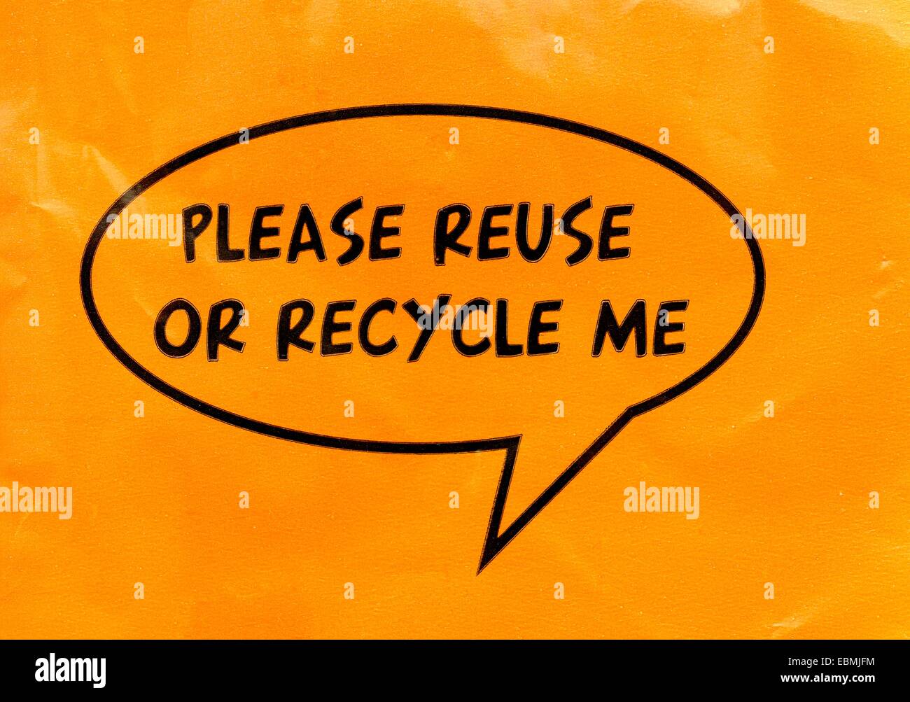 Please reuse or recycle me bubble message on a carrier bag England UK ...