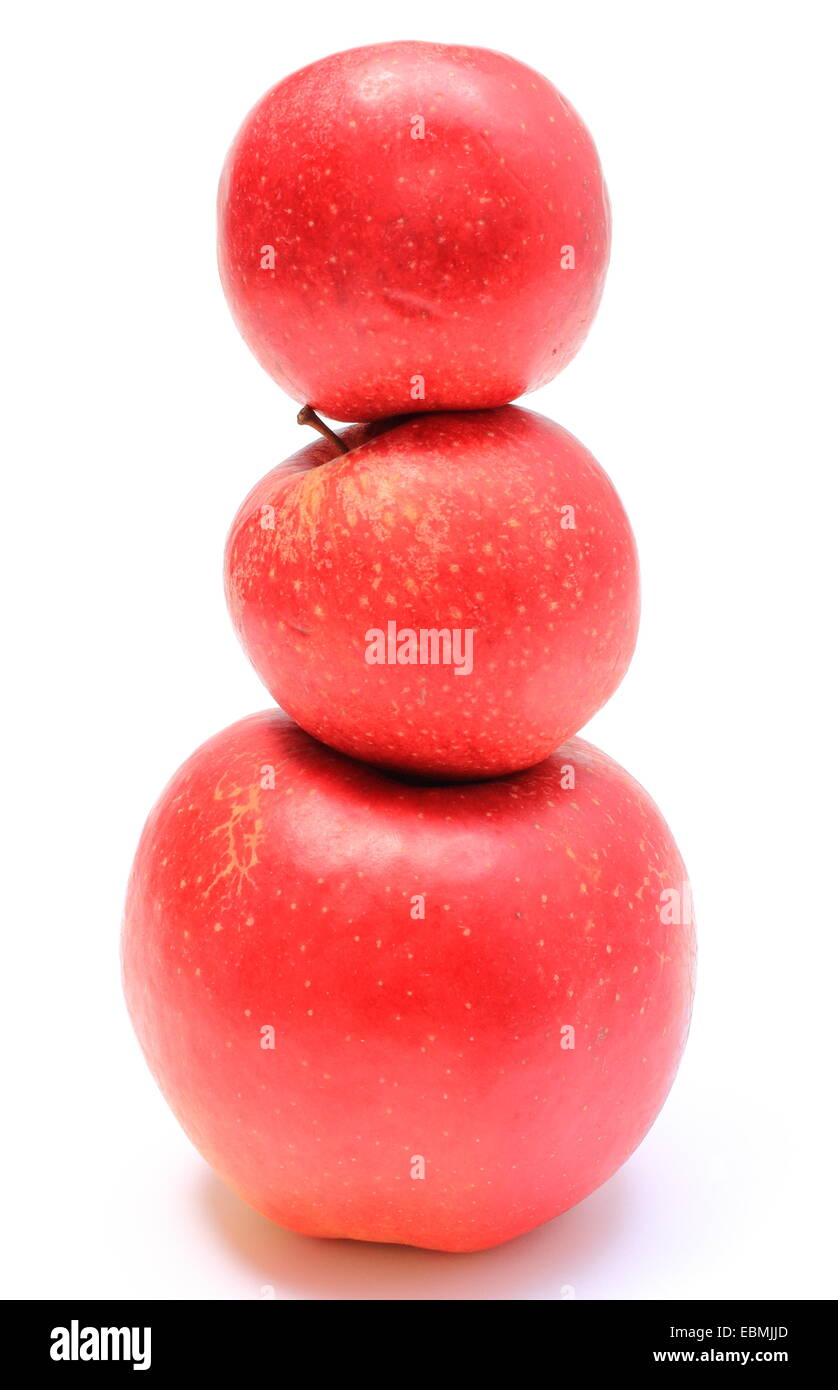 Stack of fresh red apples isolated on white background Stock Photo - Alamy