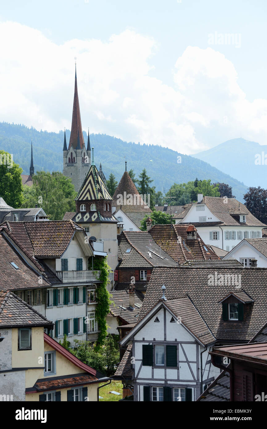 Historic centre with St Michael's Church, Zug, Canton of Zug ...