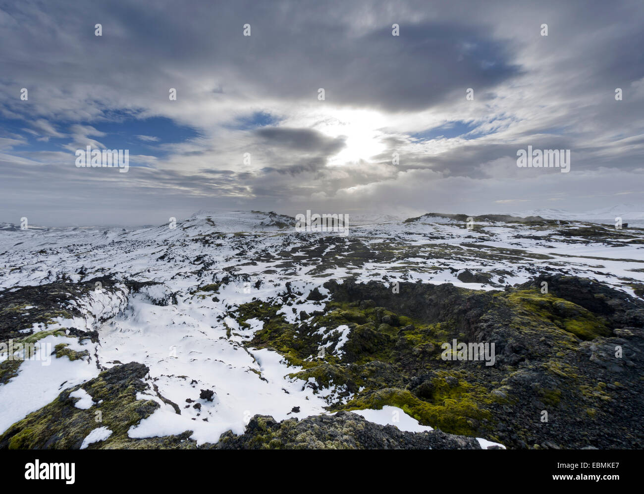 Thermal area of Leirhnjúkur, snow-covered, Krafla, Northeastern Region ...