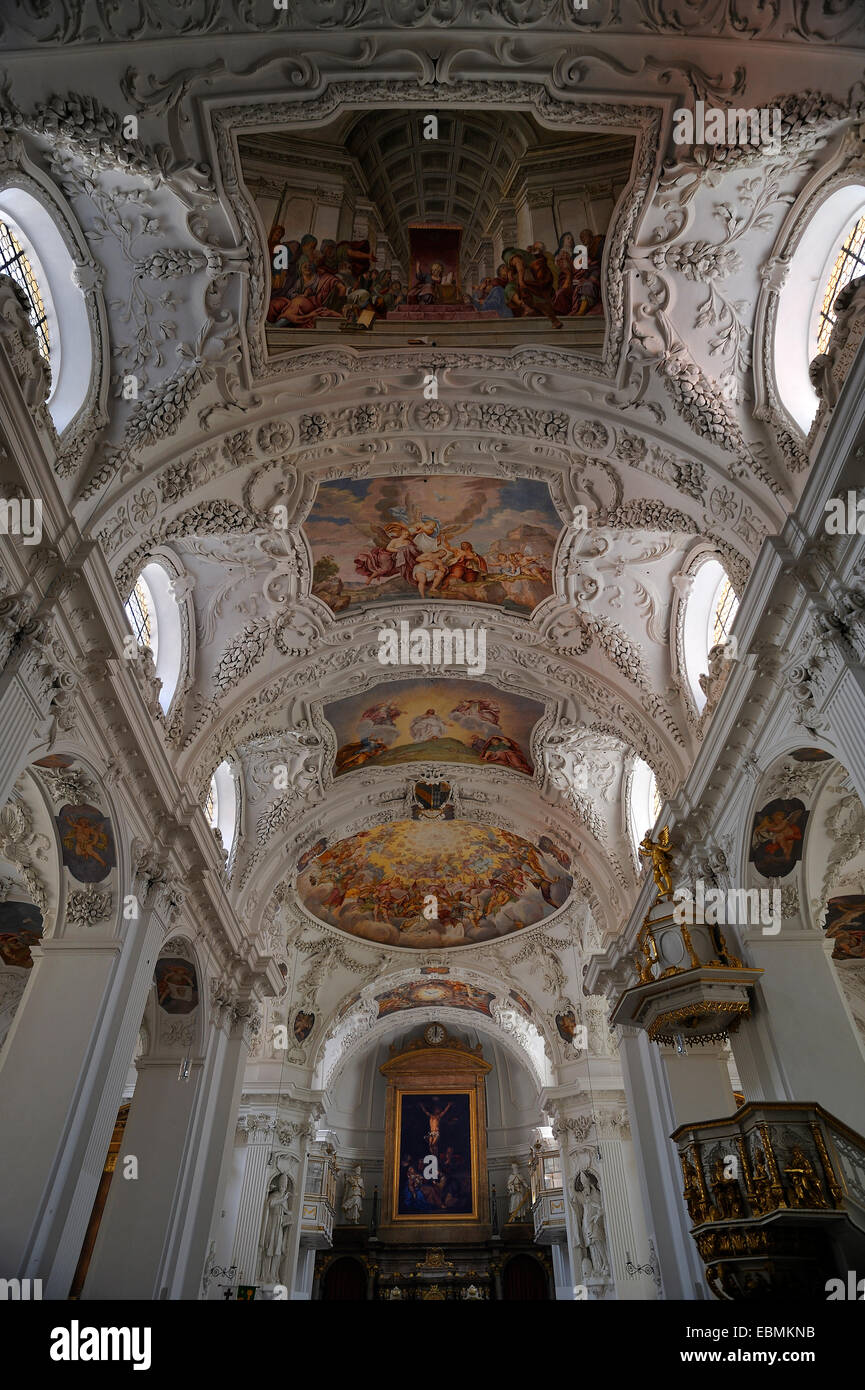 Baroque vault with frescoes by Hans Georg Asam, Parish Church of St ...