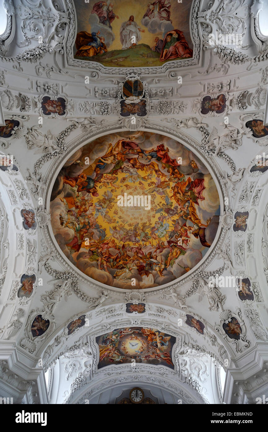 Baroque vault with frescoes by Hans Georg Asam, Parish Church of St ...