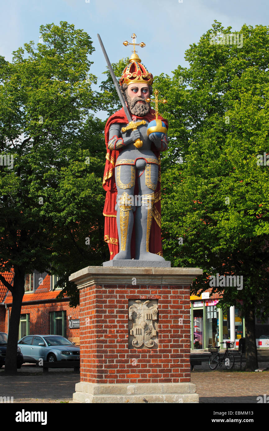 Historical Roland statue on the marketplace in Wedel, landmark of the ...