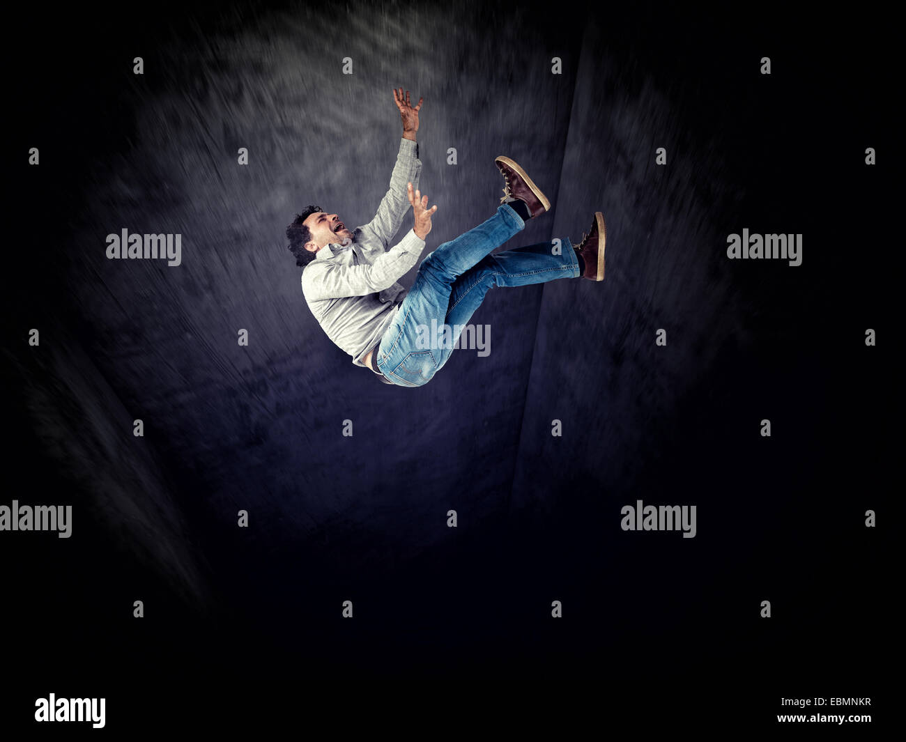 falling man and vertical tunnel 3d Stock Photo - Alamy