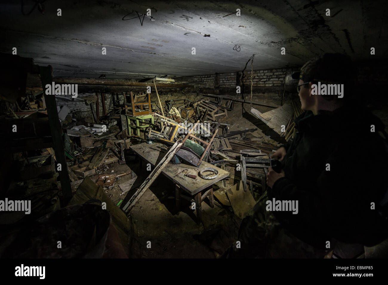 basement in barracks of Chernobyl-2 military base next to Duga-3 Soviet ...