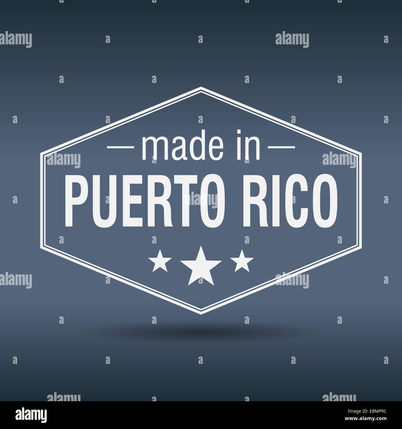 made in Puerto Rico hexagonal white vintage label Stock Photo - Alamy