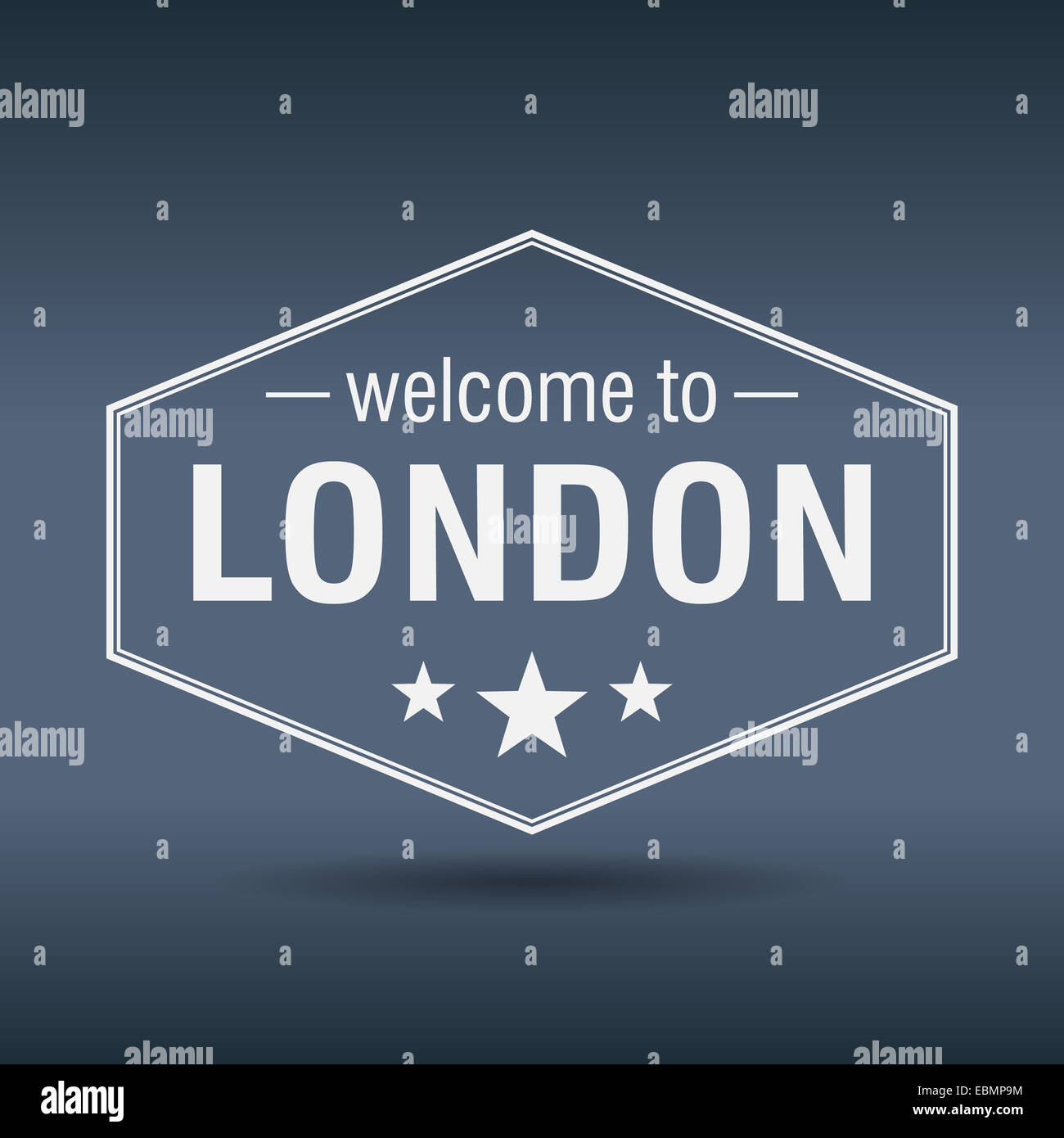 welcome to London hexagonal white vintage label Stock Photo - Alamy