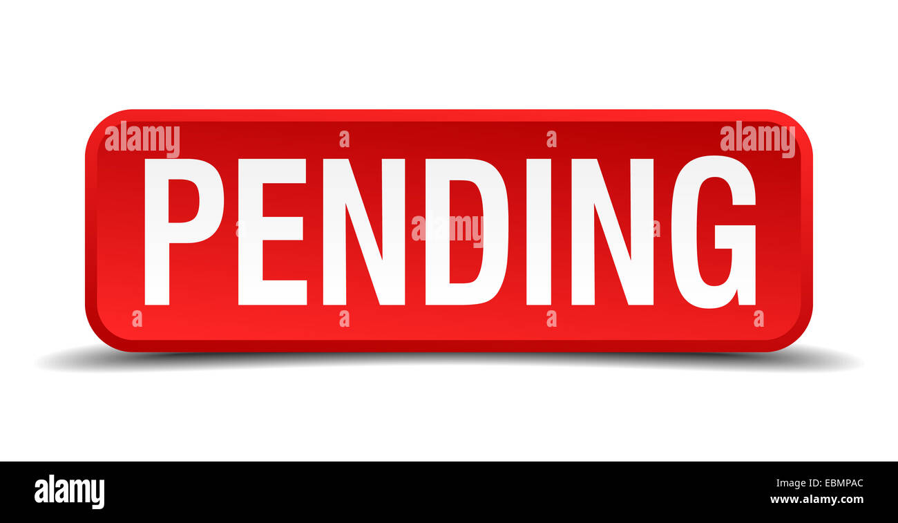 Pending red 3d square button isolated on white Stock Photo - Alamy